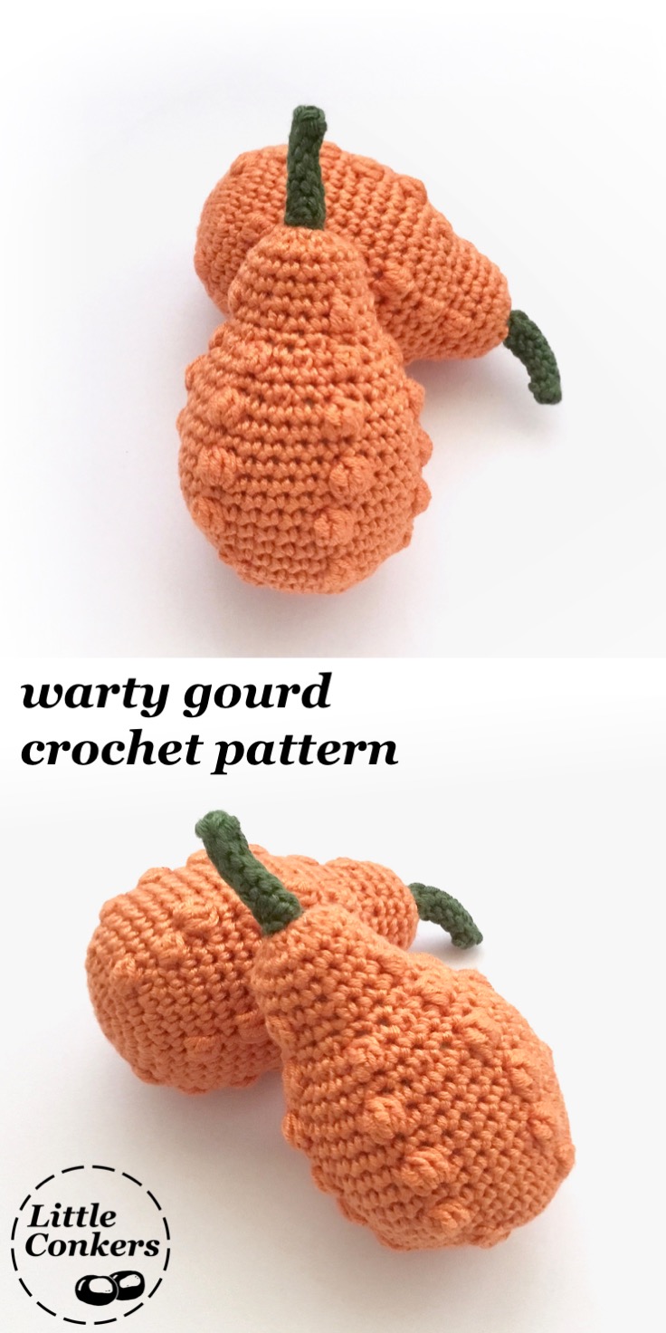 Warty Gourd Crochet Pattern - Pumpkin and Gourd Series - Little Conkers