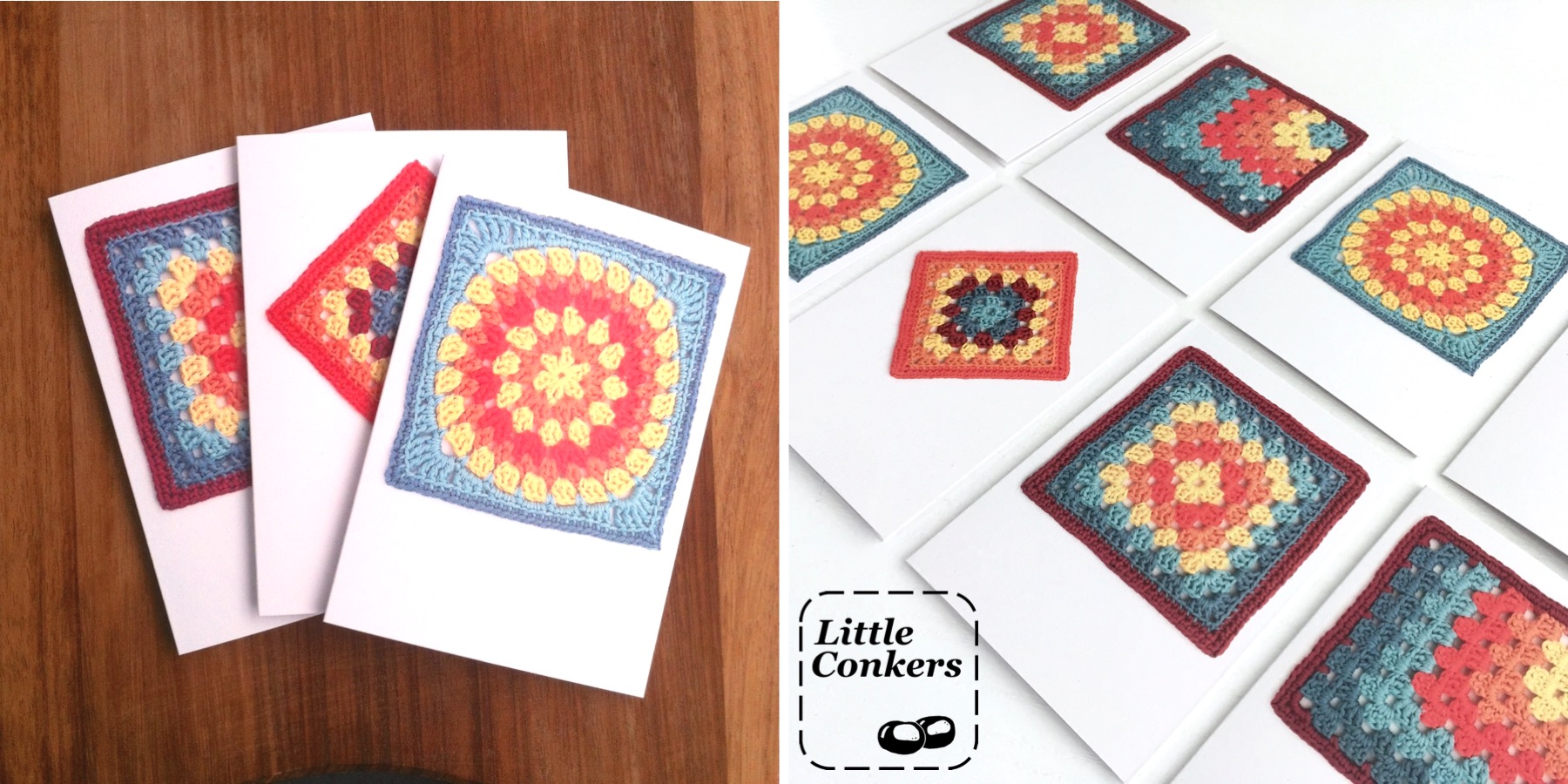 Granny Square Crochet Greetings Cards - Little Conkers
