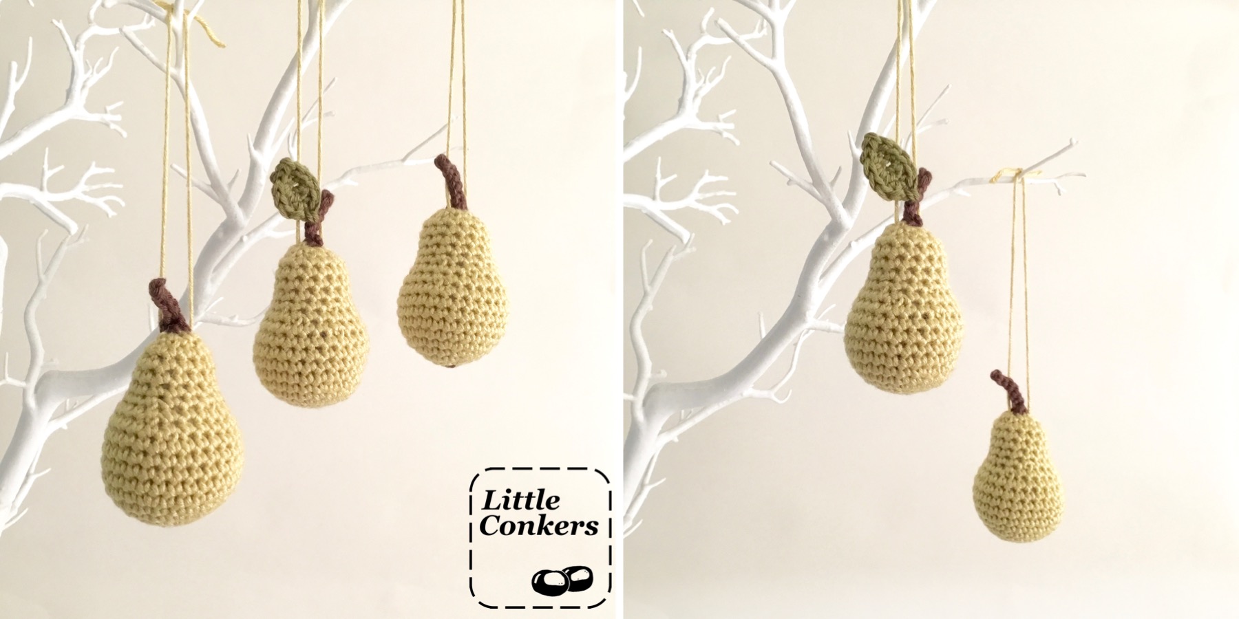 Mini Pear Ornaments - Set of 3 - Little Conkers