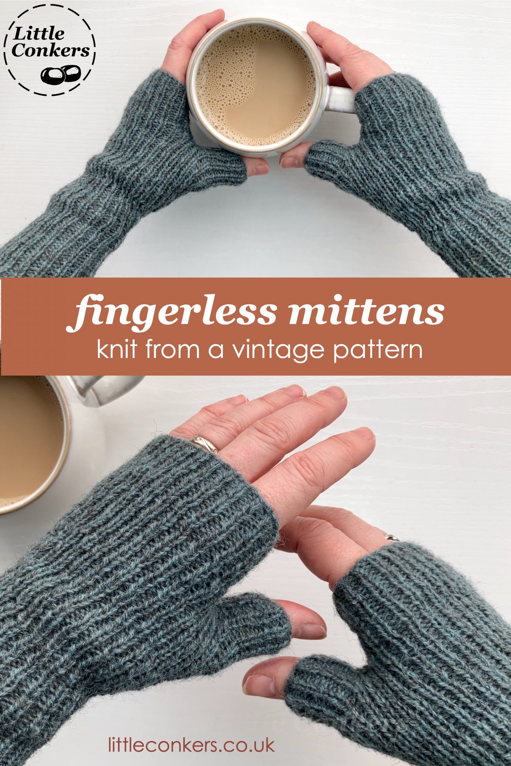 Knit Fingerless Mittens - Little Conkers