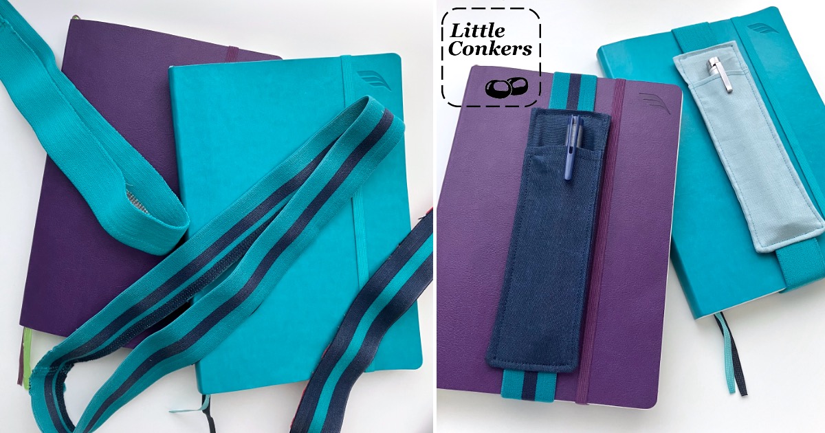 Upcycled Elastic Notebook Pen Holder - Little Conkers